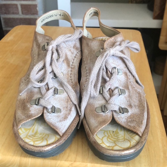 Fly London | Shoes | Fly London Cool Luna Rose Gold Wedge Perp Toe ...